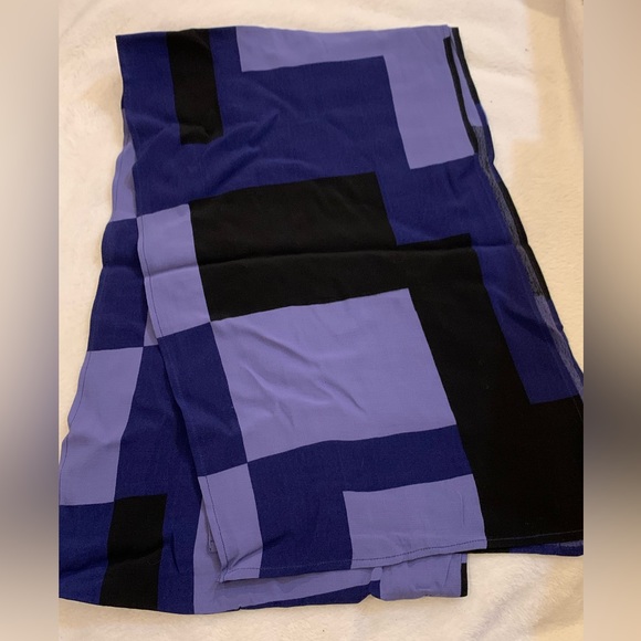Masai | Accessories | Nwt Masai Black Blue Purple Scarf Wrap Geometric ...